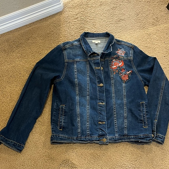 Max Studio | Jackets & Coats | Max Studio Embroidered Jean Jacket ...